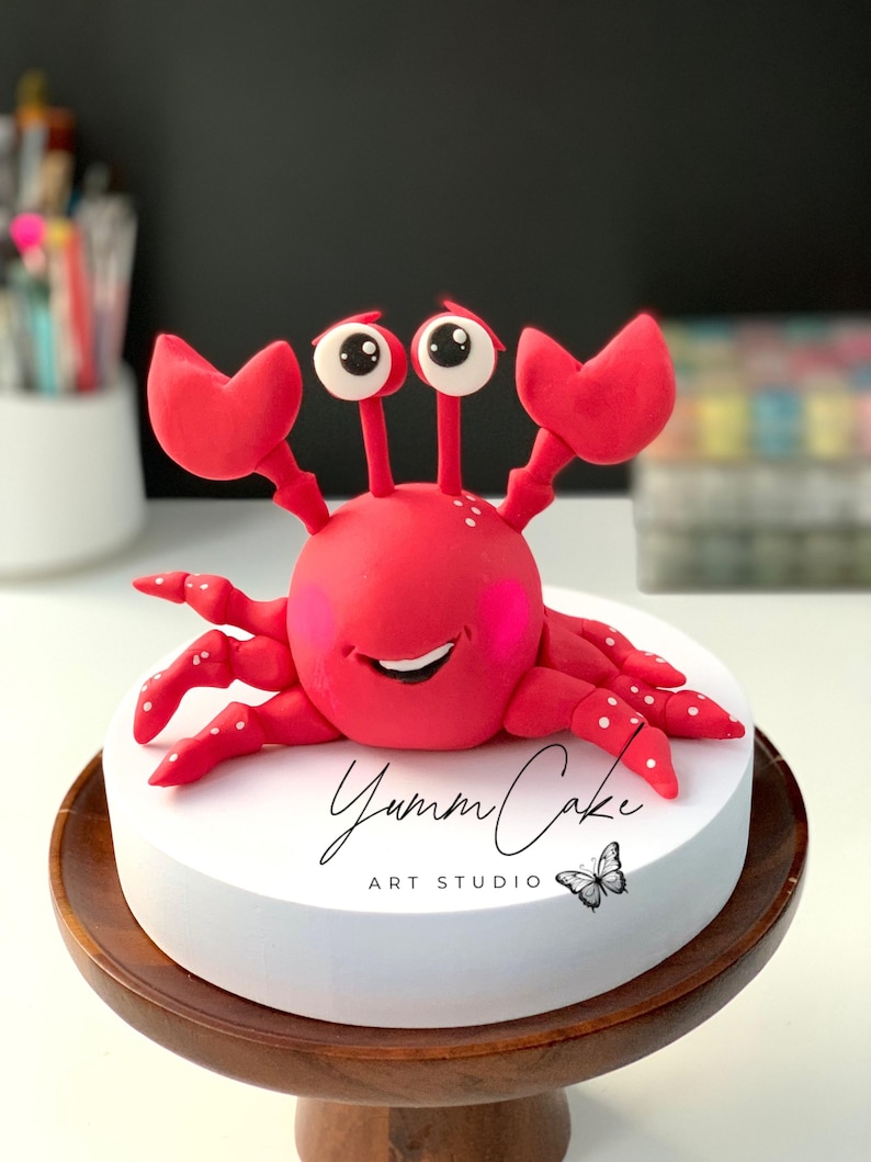 Edible Crab Cake Topper Handmade Fondant Under the Sea Ocean Party ...