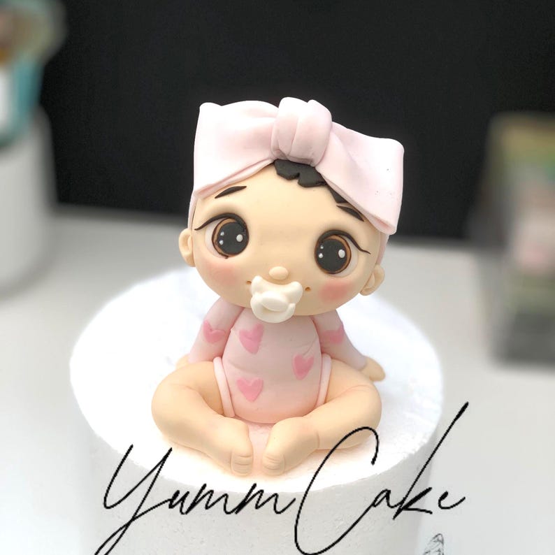 Edible Baby Girl Cake Topper – Handmade Fondant Girl Figure for Baby ...