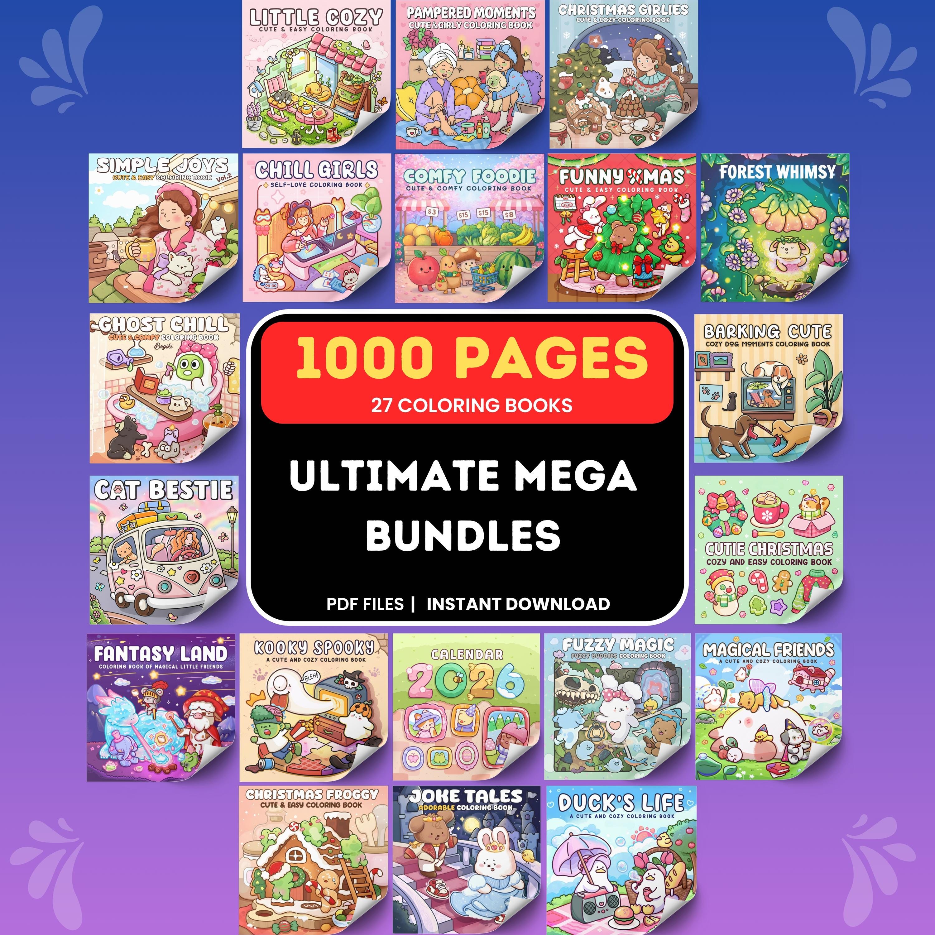 Coloring Book Ultimate Bundle Bold and Easy for Kids and Adults, Cute ...
