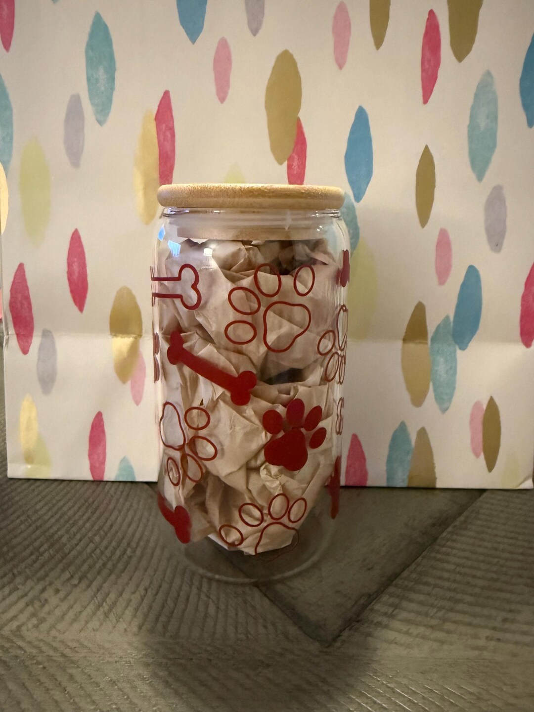 Glass Dog Paws and Dog Bones Wrapped Can Cup - Etsy