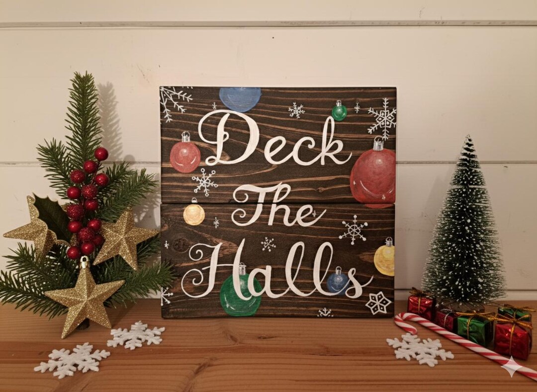 Hand Painted Wooden Deck the Halls Sign - Etsy