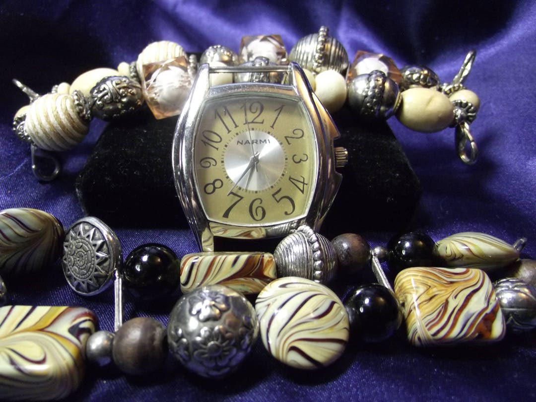 Narmi Watch With 2 Bands brown Yarn Wraped and Wood B033 - Etsy