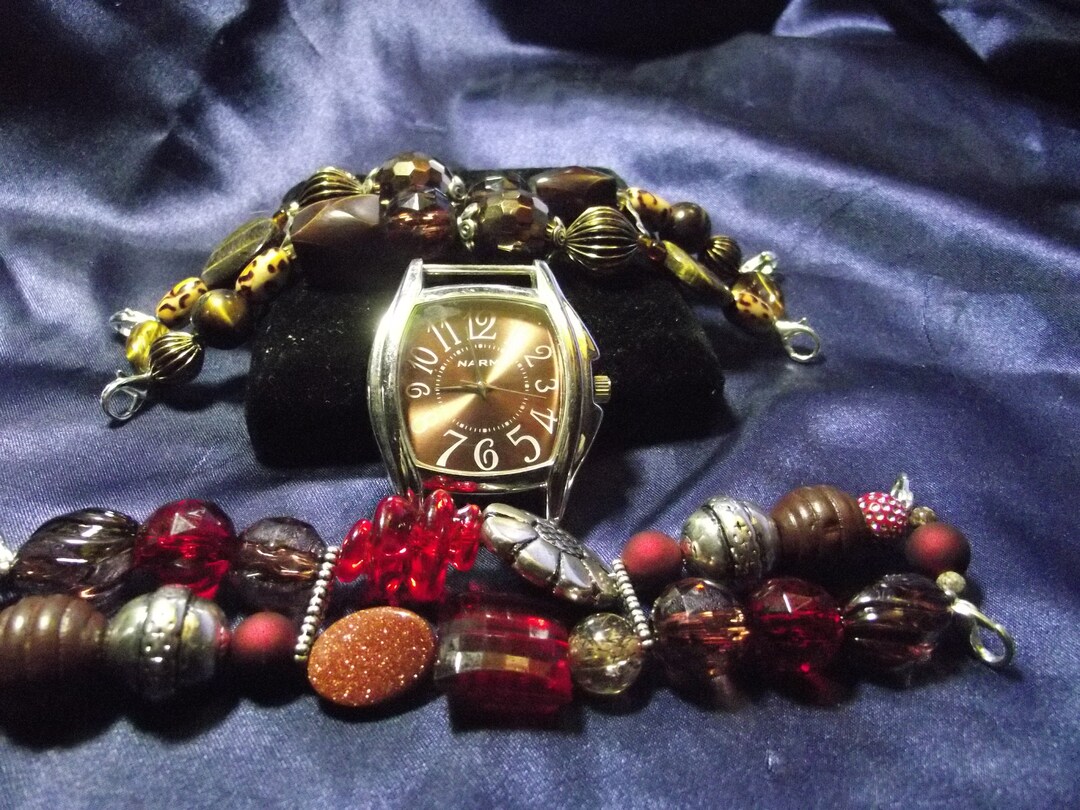 Woman's Narmi Watch With 2 Bands brown & Red B118-B079 Bag - Etsy