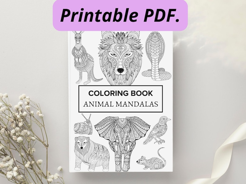 100 Pages Animal Mandalas Coloring Book for Relaxation (digital ...