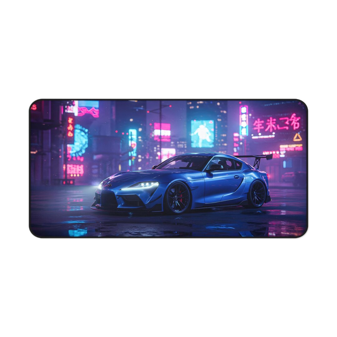Toyota GR Supra Neon City Desk Mat | Futuristic Night Drive | Gaming ...