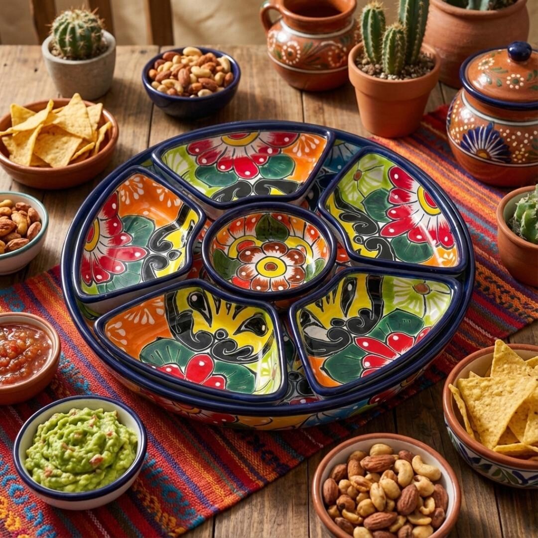 Hand-painted Mexican Appetizer Tray Set - Etsy