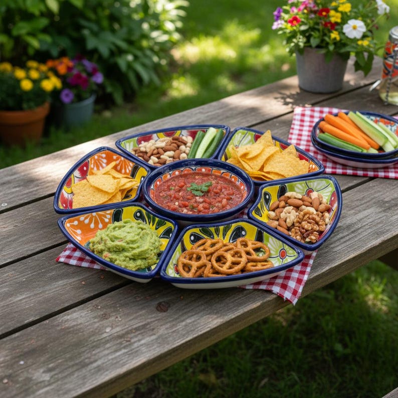 Hand-painted Mexican Appetizer Tray Set - Etsy