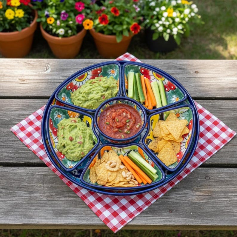 Hand-painted Mexican Appetizer Tray Set - Etsy