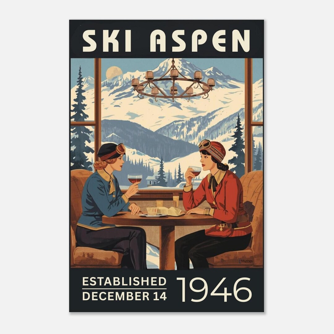 Ski Aspen - 1940s Vintage Lodge Poster | Fine Art Print - Etsy