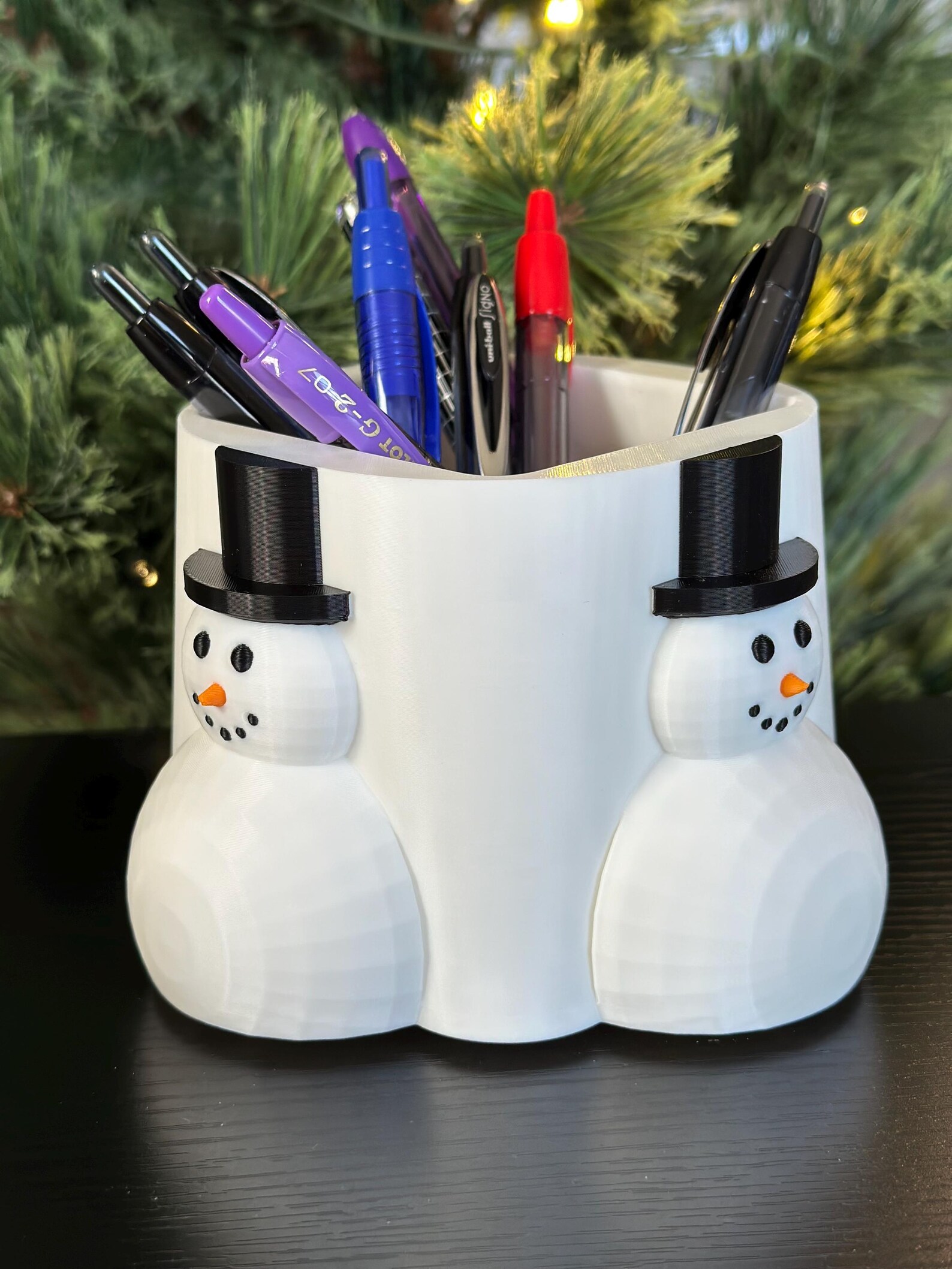 Snowman Pen Holder | Winter Desk Organizer | Holiday Office Decor ...
