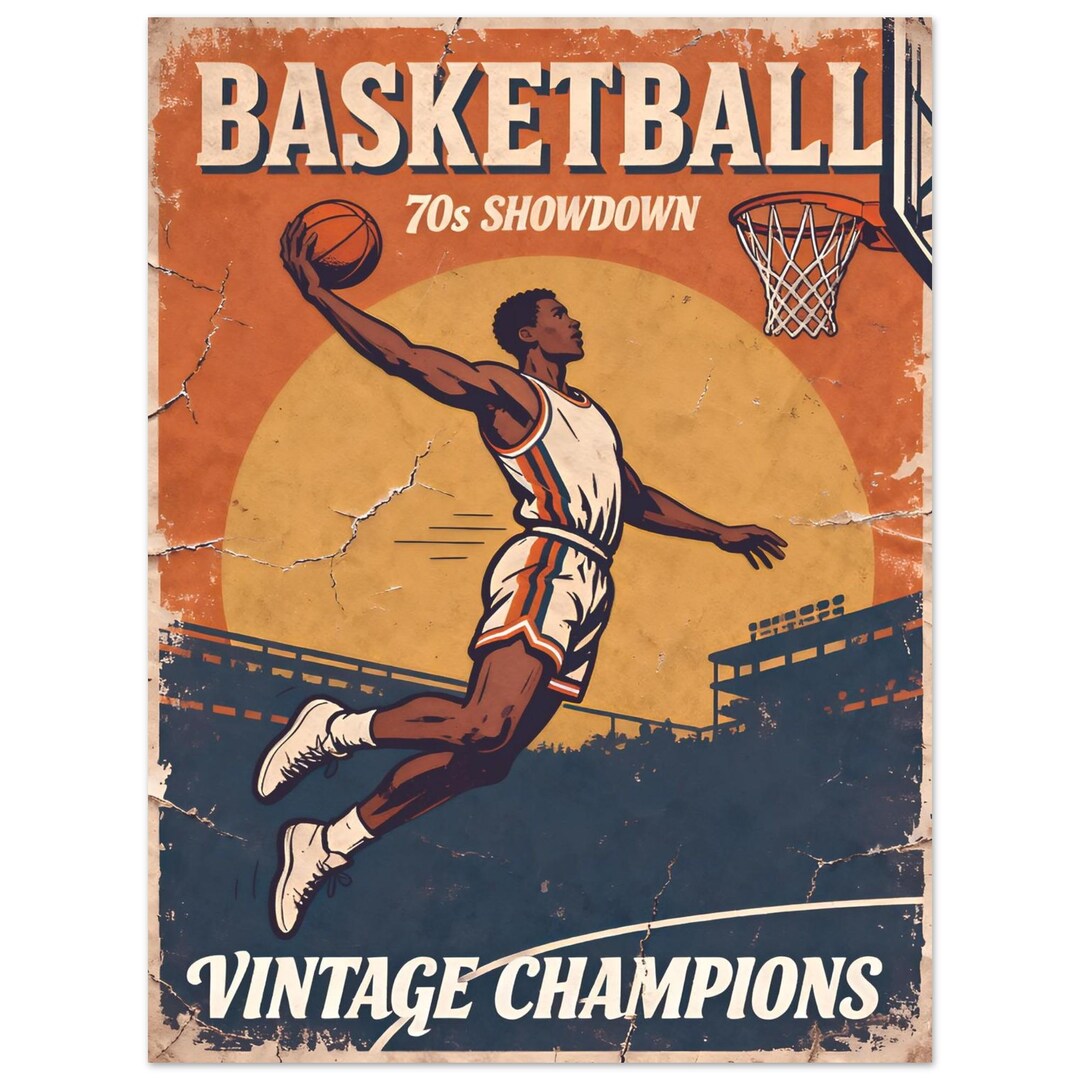 Vintage Basketball Poster – “vintage Champions” Basketball Player ...