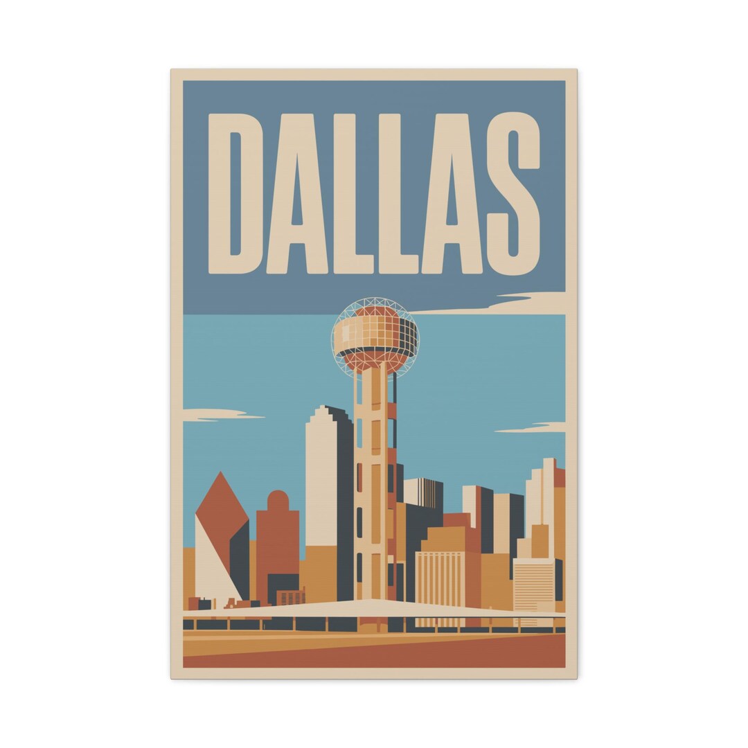 Dallas Retro Travel Poster - Minimalist Mid-century Modern Wall Art ...