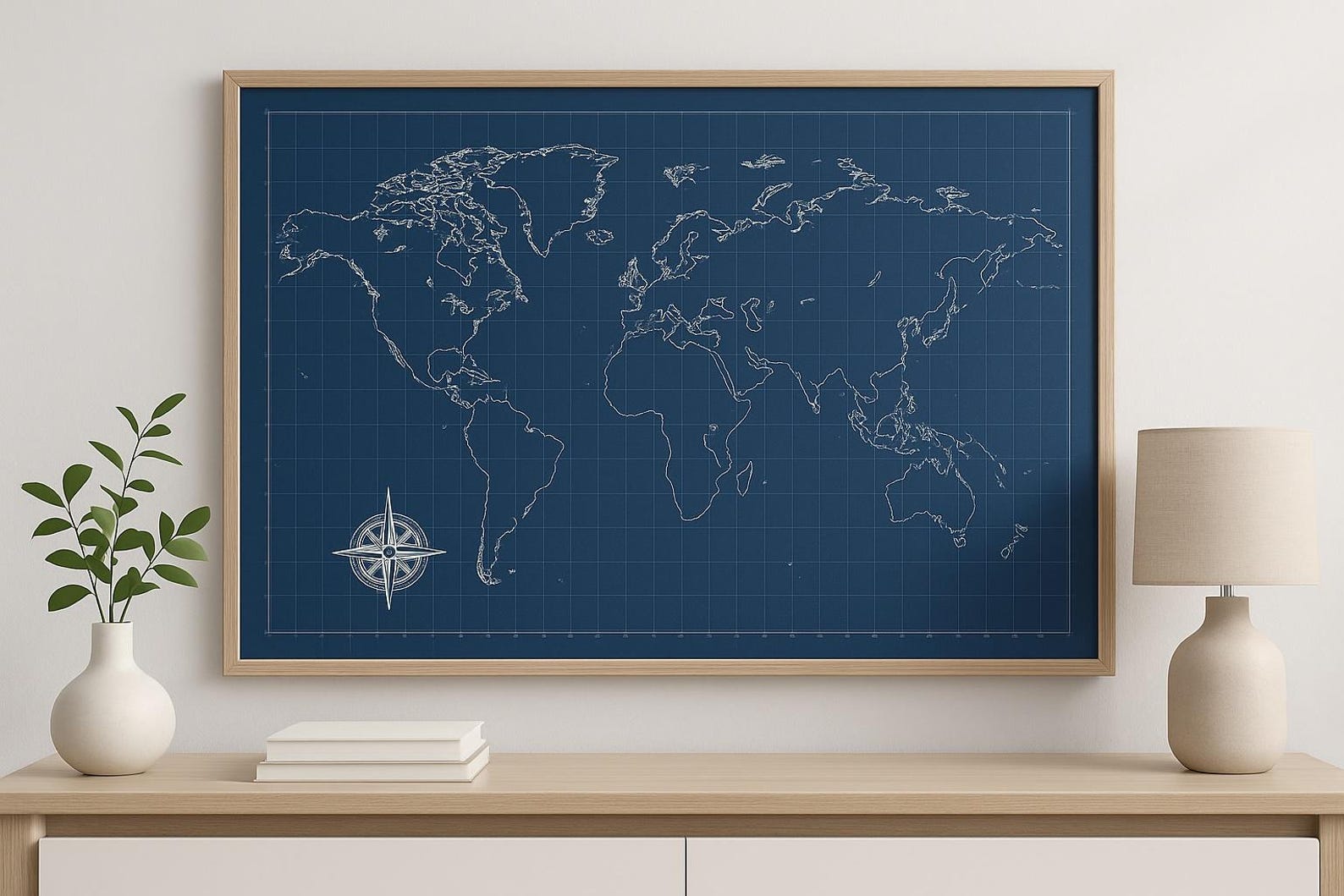 World Map Arcitectural – Modern Blueprint Digital Download for Home ...