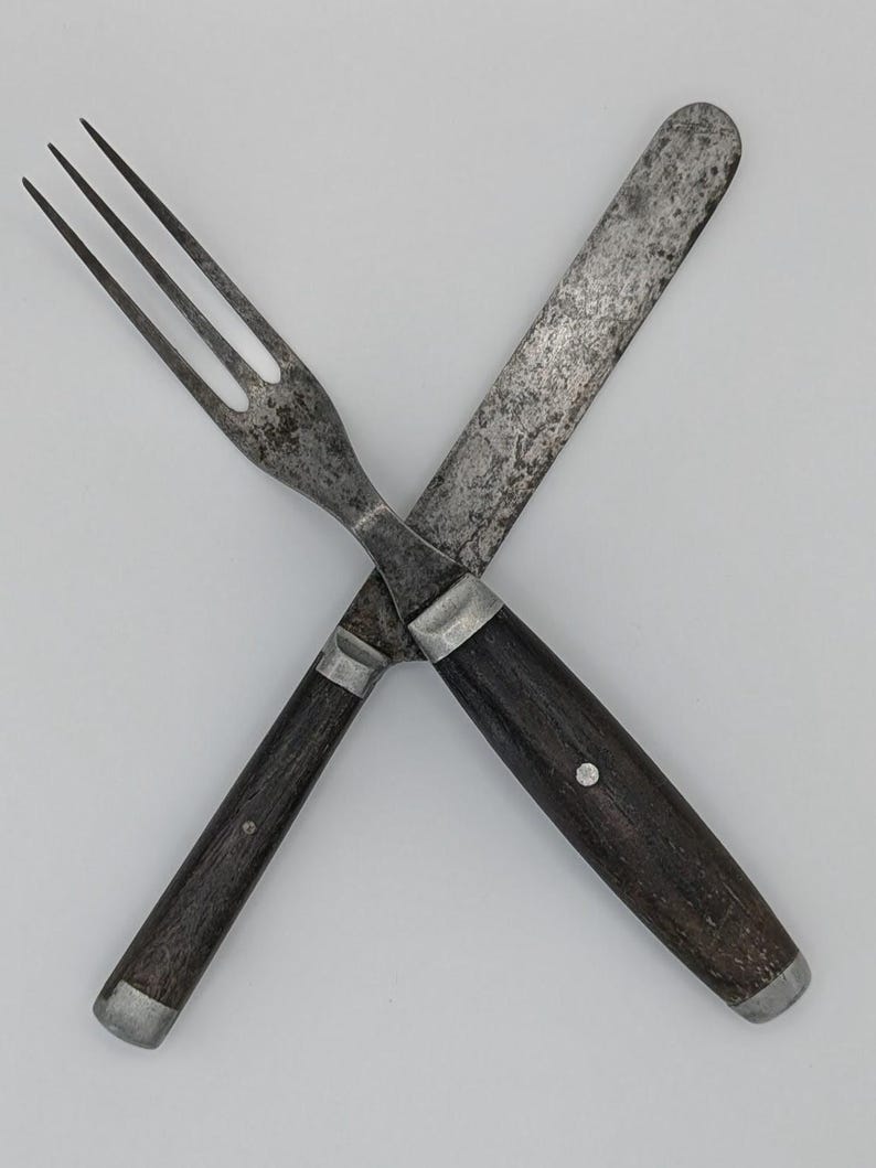 Antique 19th Century Knife and Fork Set | Primitive Farmhouse Cutlery ...