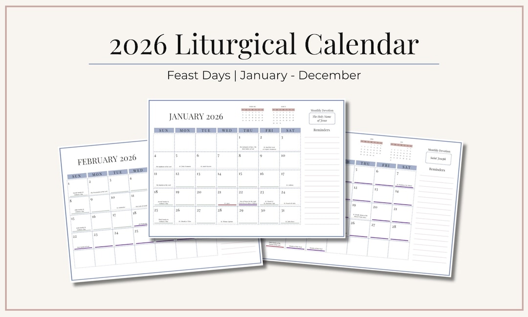 2026 Liturgical Calendar | Catholic Monthly Planner (digital) - Etsy UK