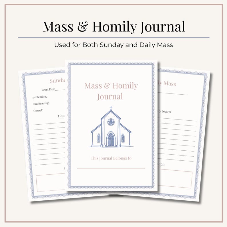 Mass & Homily Journal | Catholic Mass Notes - Etsy
