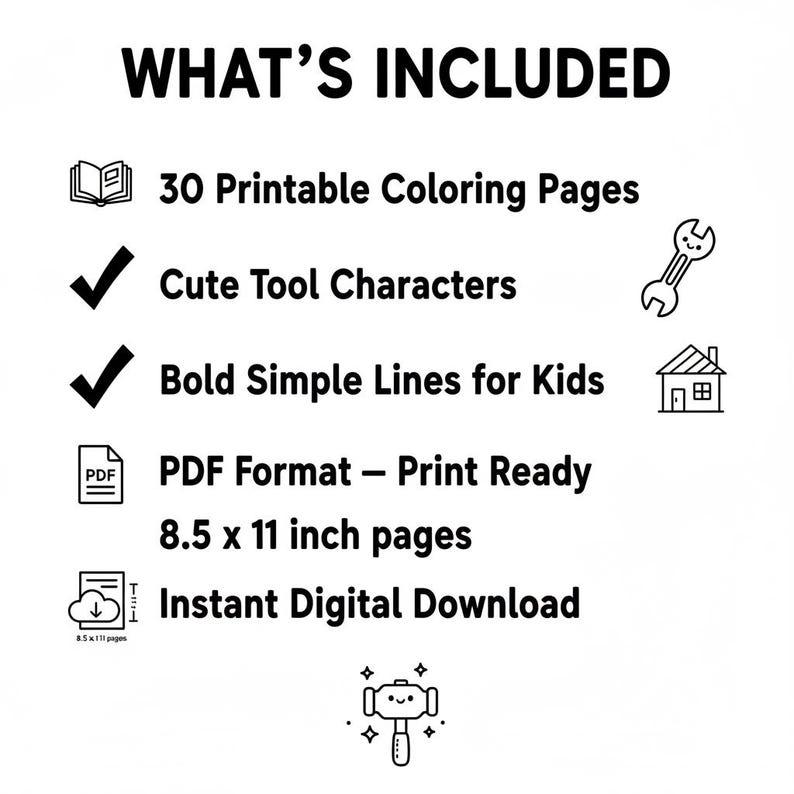Tool Coloring Pages for Kids Ages 3–6, Printable Construction Activity ...