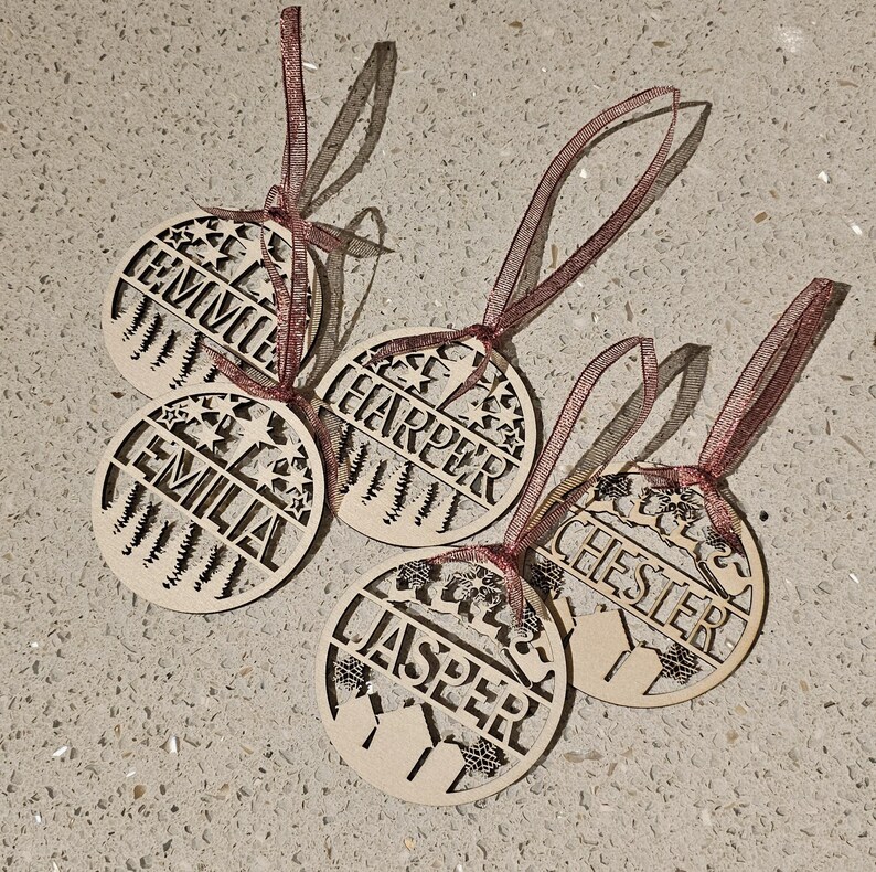 Personalized Wooden Christmas Bauble | Laser Cut Ornament - Etsy UK