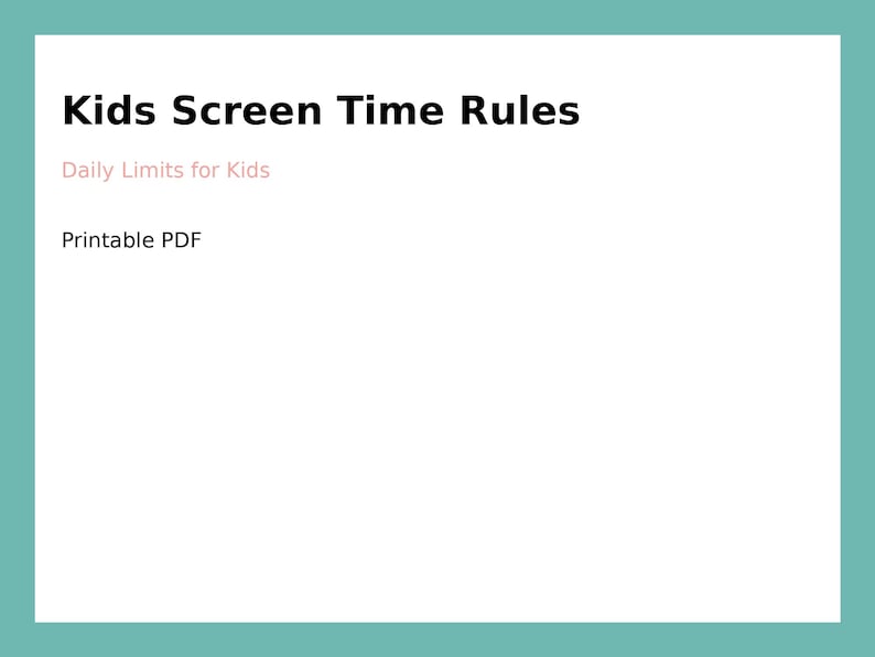 Kids Screen Time Rules Chart Printable Daily Limits Family Media Plan ...