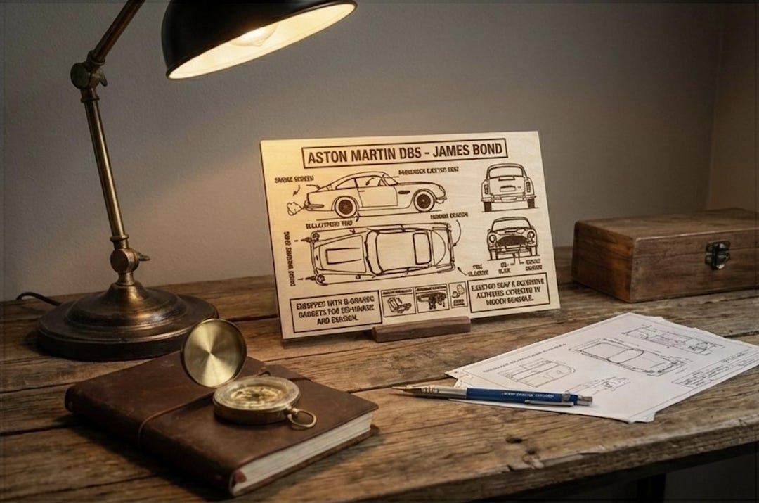 Spy Car Schematic SVG | Lightburn | Laser Cut Blueprint Panel - Etsy