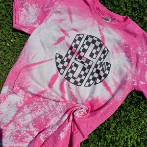 Checkered Flag Monogram Shirt, Gift for Her,bleached Shirt, Racing ...