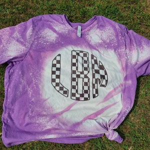 Checkered Flag Monogram Shirt, Gift for Her,bleached Shirt, Racing ...