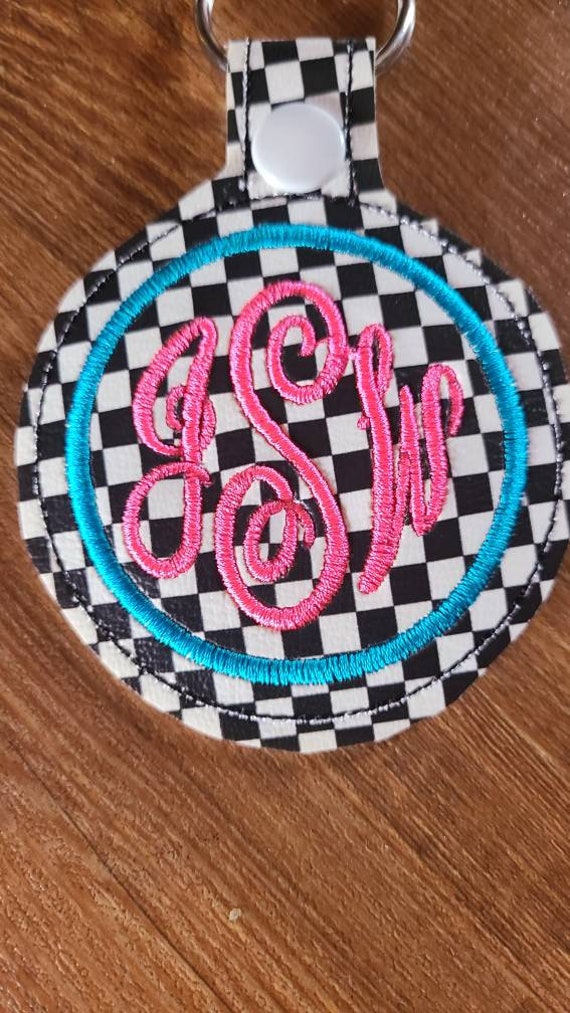Checkered Flag Snaptab Keychain Race Day Keychain Monogram - Etsy