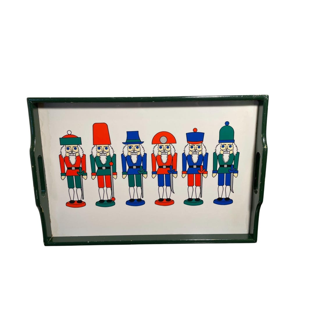 Vintage Nutcracker Themed Serving Tray With Green Wooden Frame ...
