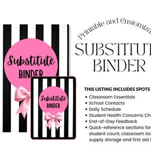 Substitute Plans Binder Organizer - Etsy