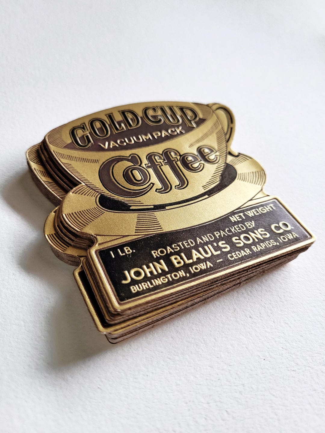 Vintage Embossed Gold Cup Coffee Gummed Labels, Coffee Lovers, Junk ...