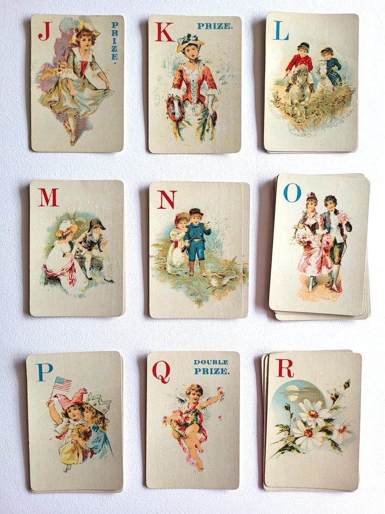 Antique Logomachy Card Game From Early 1900's, Victorian Word Game ...
