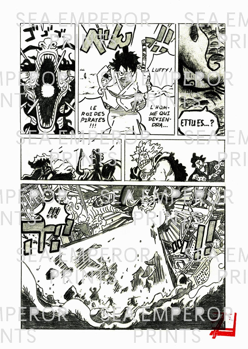 Luffy Vs Kaido Oden Castle Scene - One Piece A3 Print - Anime Wall Art ...