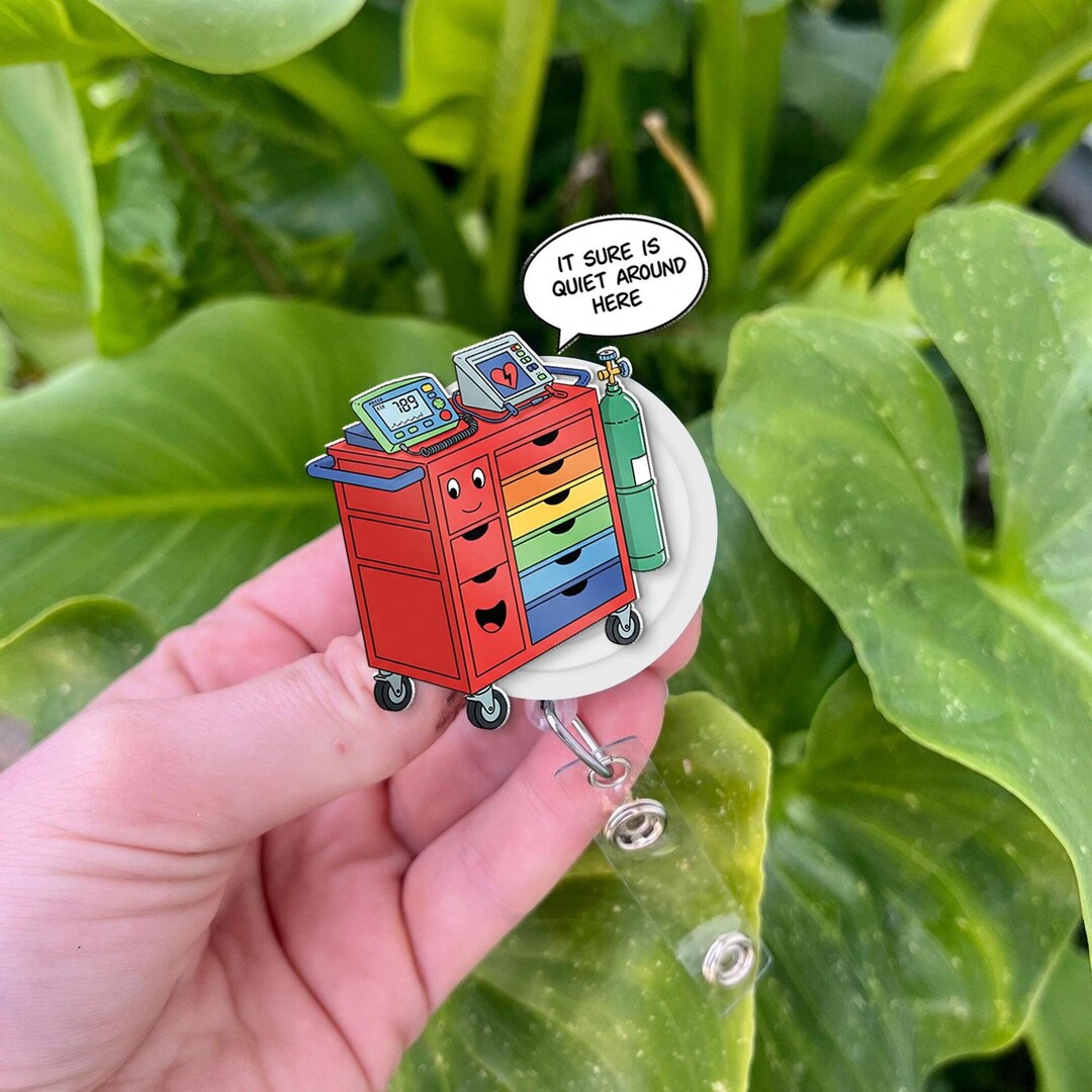 Personalized Crash Cart Acrylic Badge Reel - ICU Nurse RRT ID Holder ...