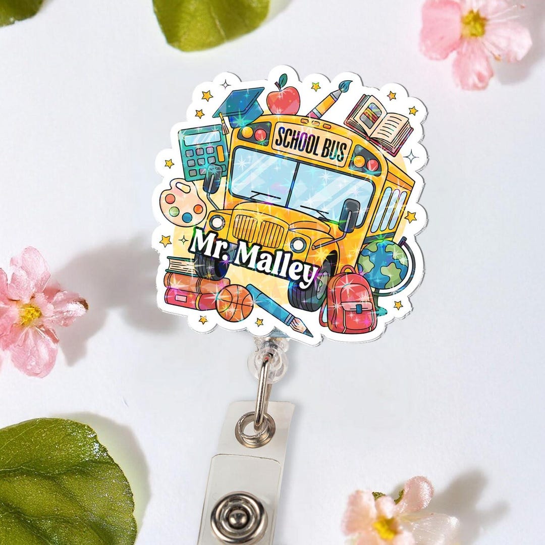 Custom School Bus Driver Badge Reel, Personalized Driver Appreciation ...