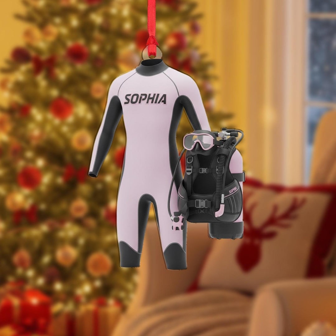Personalized Scuba Diver Wetsuit Ornament, Acrylic Ornament, Miniature ...