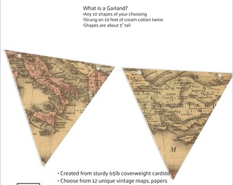 World Map Bunting. Map Garland Printable Map Banner travel | Etsy