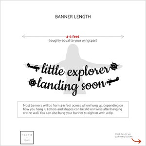 Little Explorer Landing Soon Banner, Light Blue Maps, Baby Shower ...