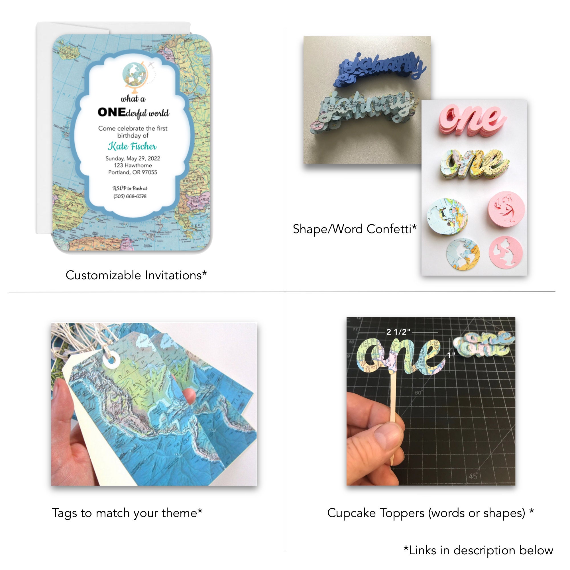 Map Cupcake Wraps, Pastel Map Paper Cupcake Wraps, Bon Voyage Party ...