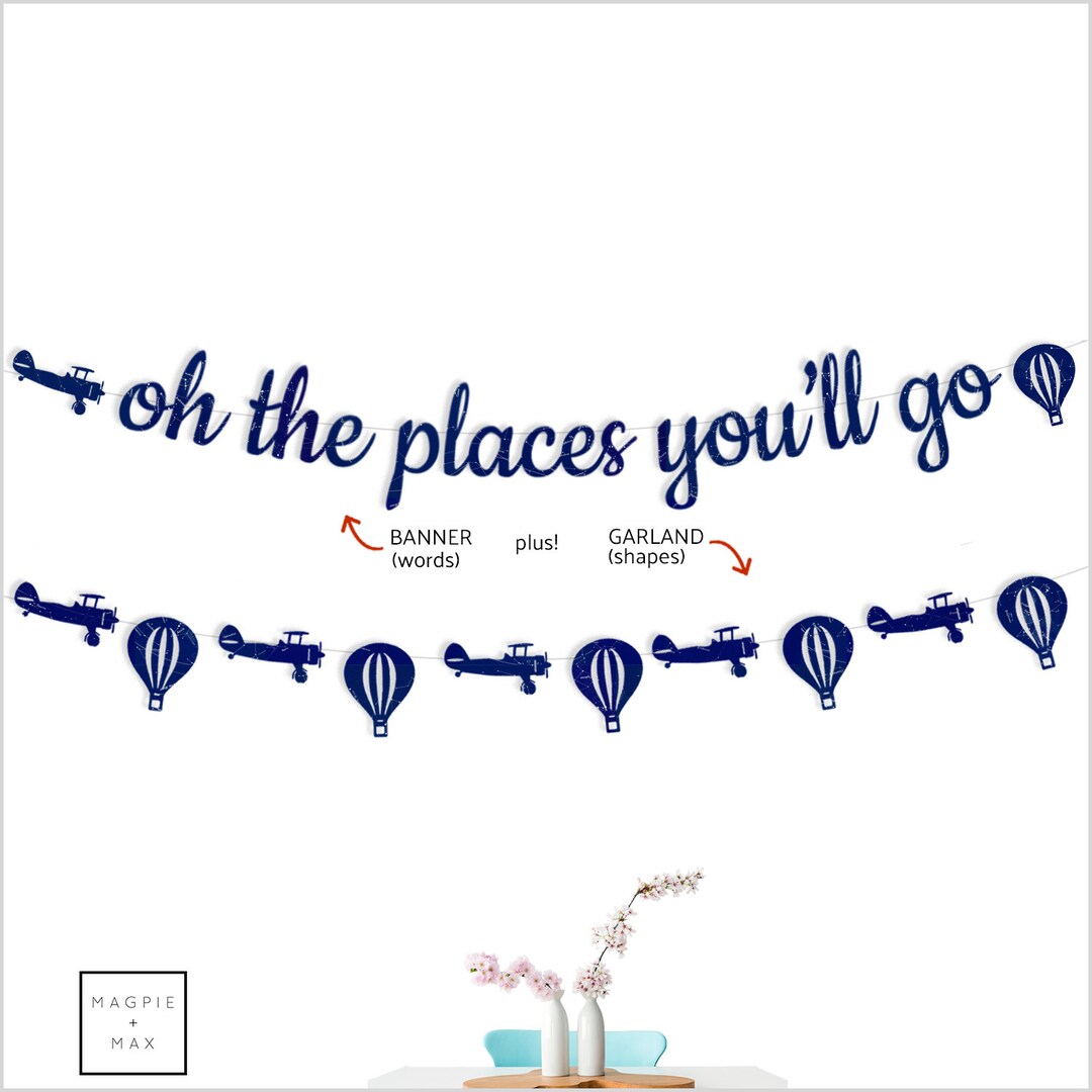 Oh the Places You'll Go Banner + Garland, Going Away Party, College ...