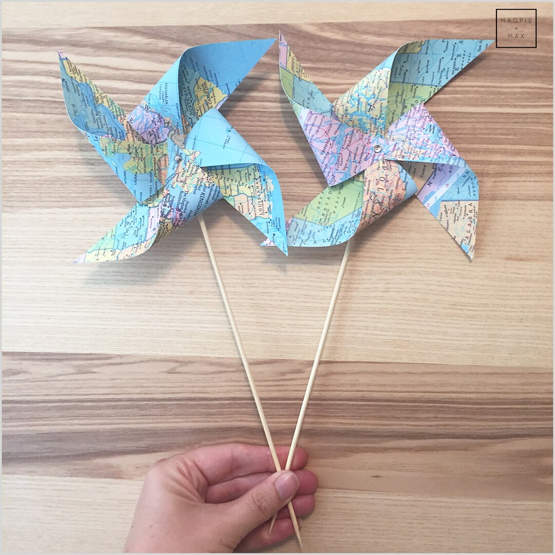 Large 7" Pinwheels and Party Decoration. 30+ Map&paper Colors ...