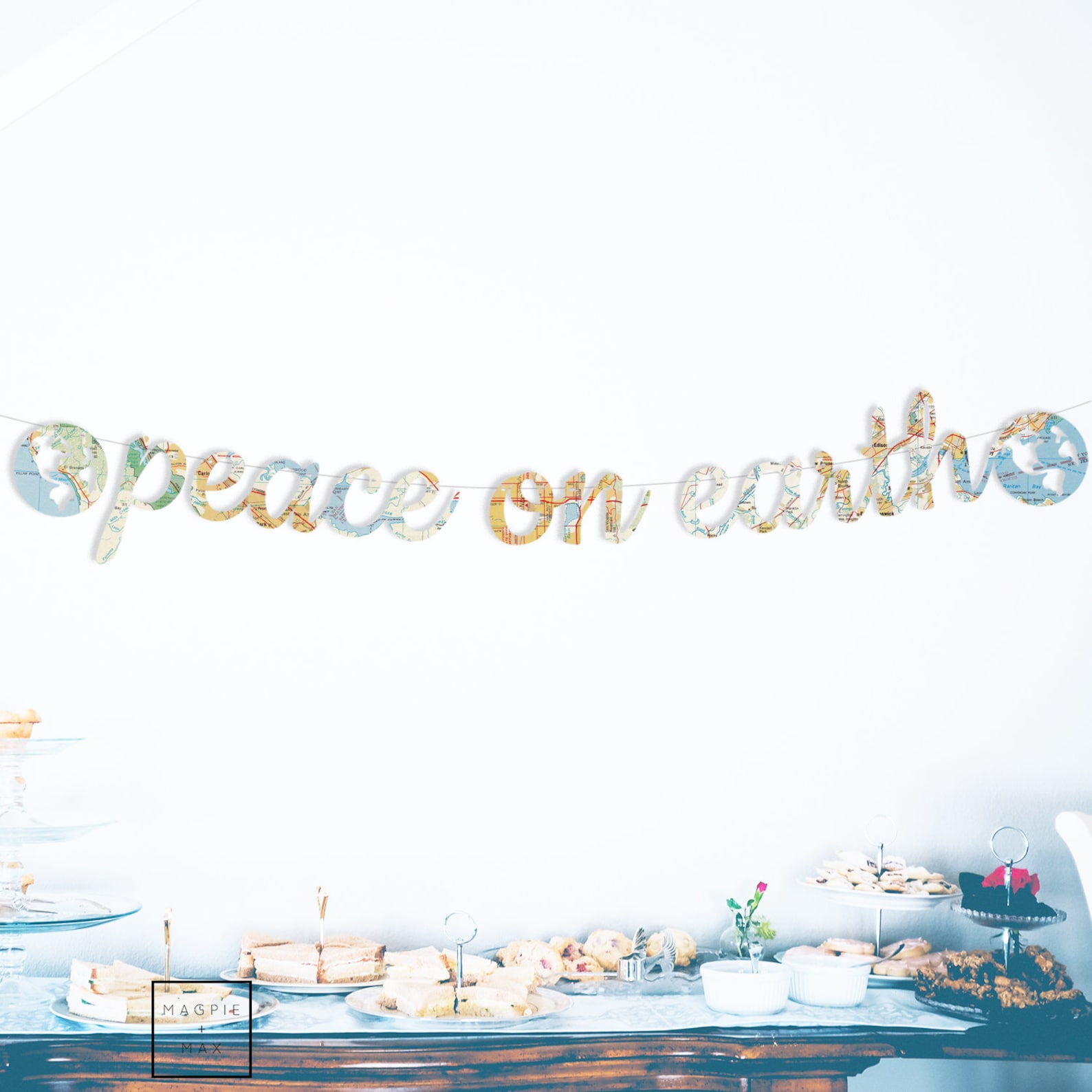 Peace on Earth Banner Map Banner Traditional - Etsy