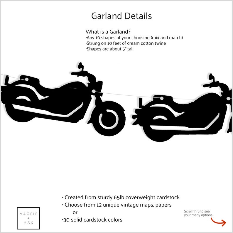 Motorcyle Banner, Motorcyle Garland, 10 Shapes, Harley Davidson Theme ...