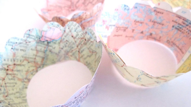 Mini Cupcake Wrappers, Vintage Map Decor, Your Choice of Maps, Travel ...