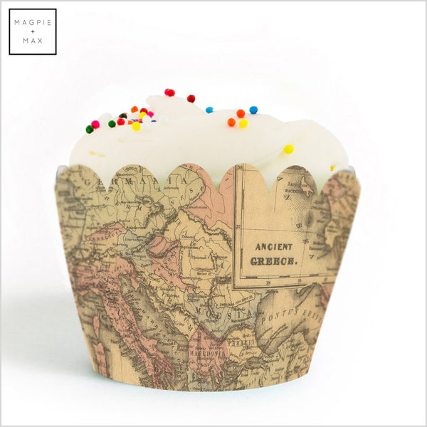 Map Cupcake Wrappers - Etsy