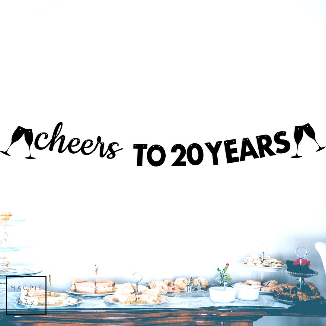 Cheers to 20 Years Banner, Anniversary Banner, Customizable Banner ...