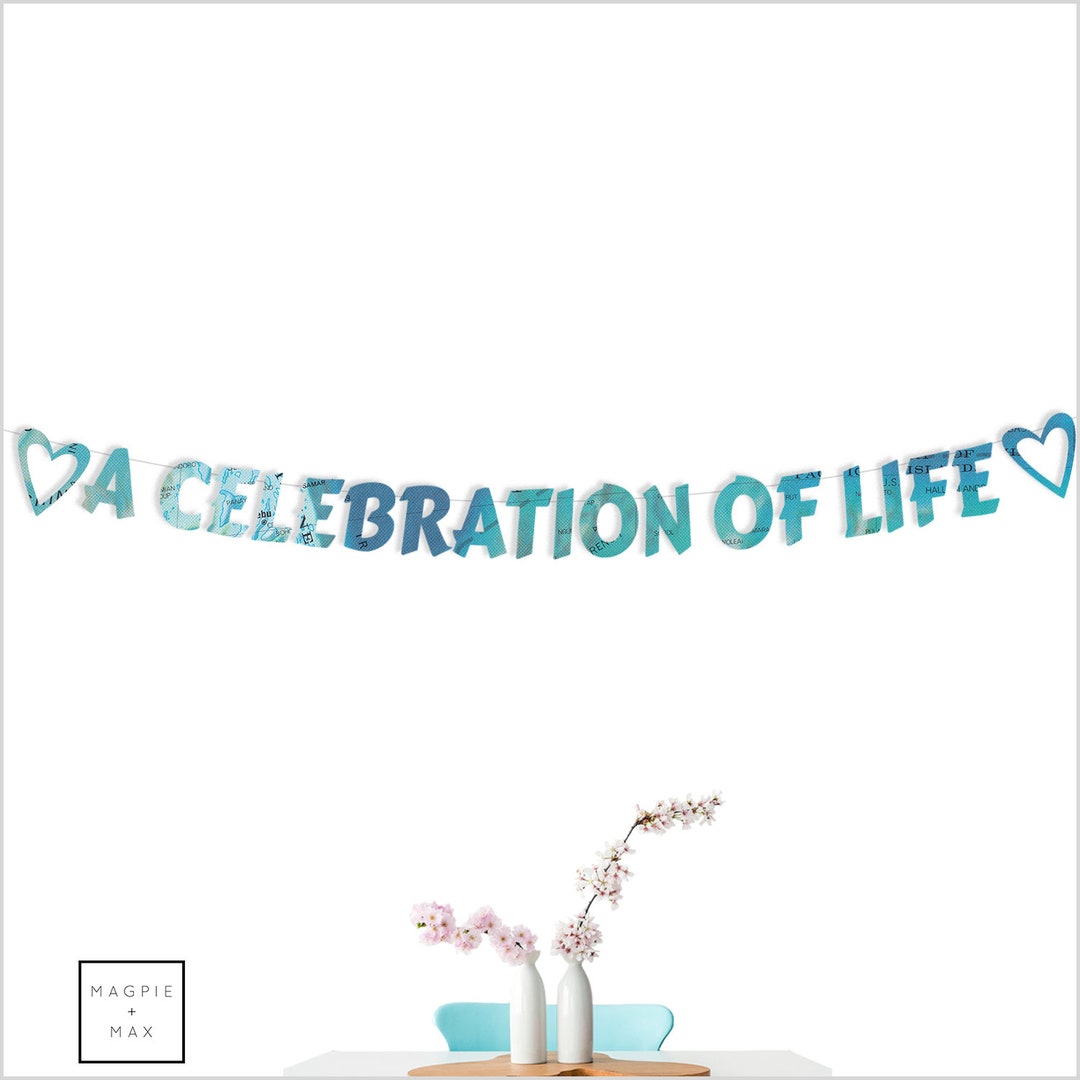 A CELEBRATION OF LIFE Memorial or Funeral Banner With Heart on Each End ...