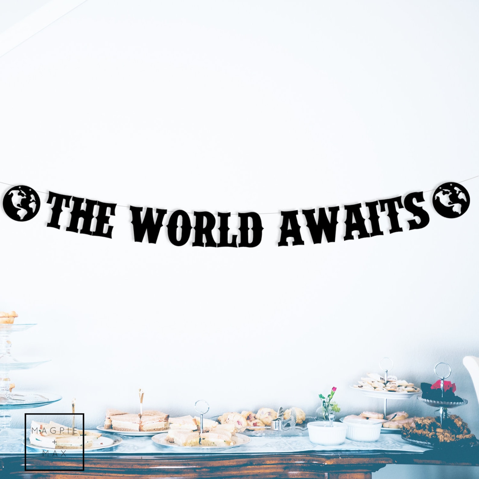 The World Awaits Banner, Travel Theme, Map Banner, Map Theme, Custom ...