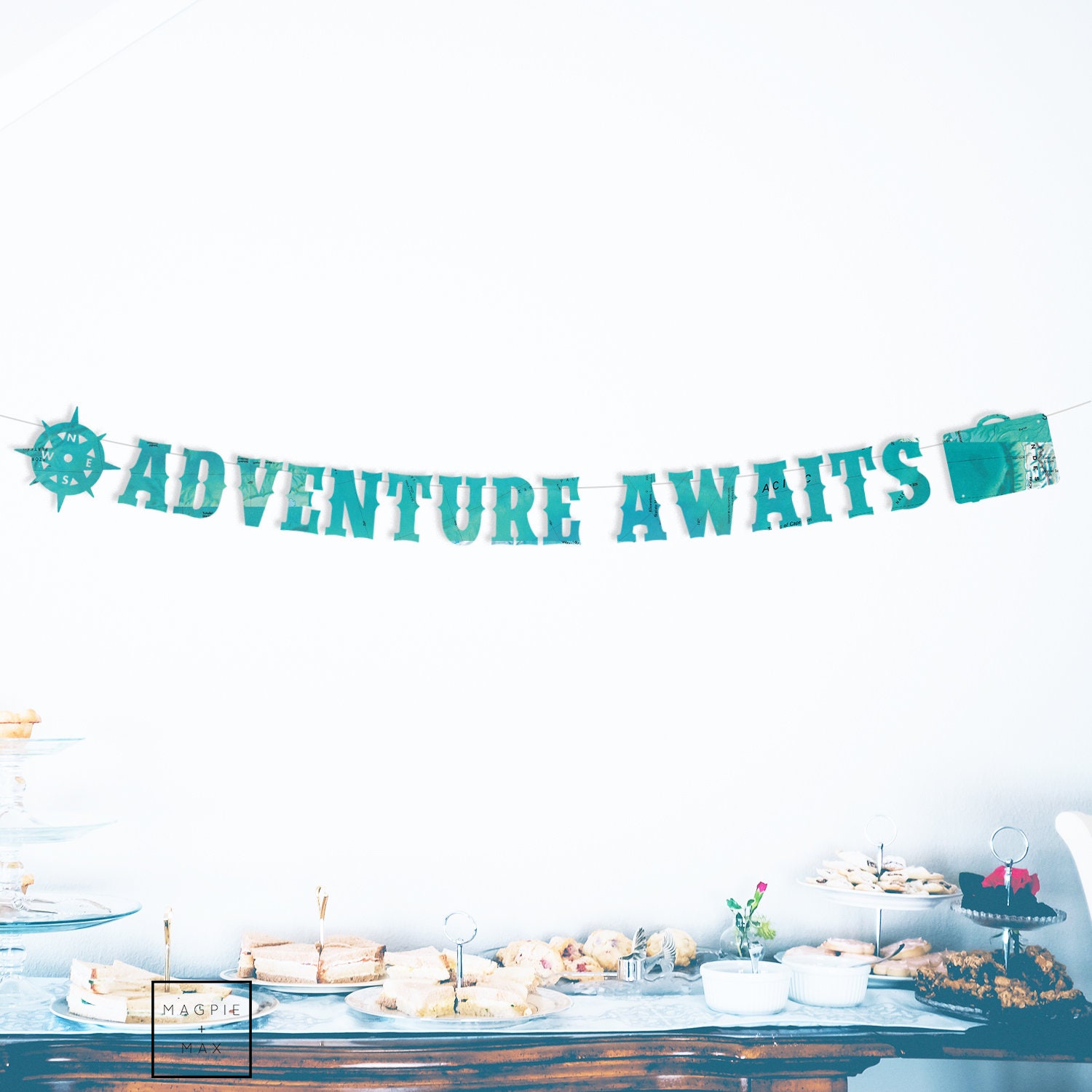 Adventure Awaits Banner Going Away Banner Turquoise Ocean | Etsy