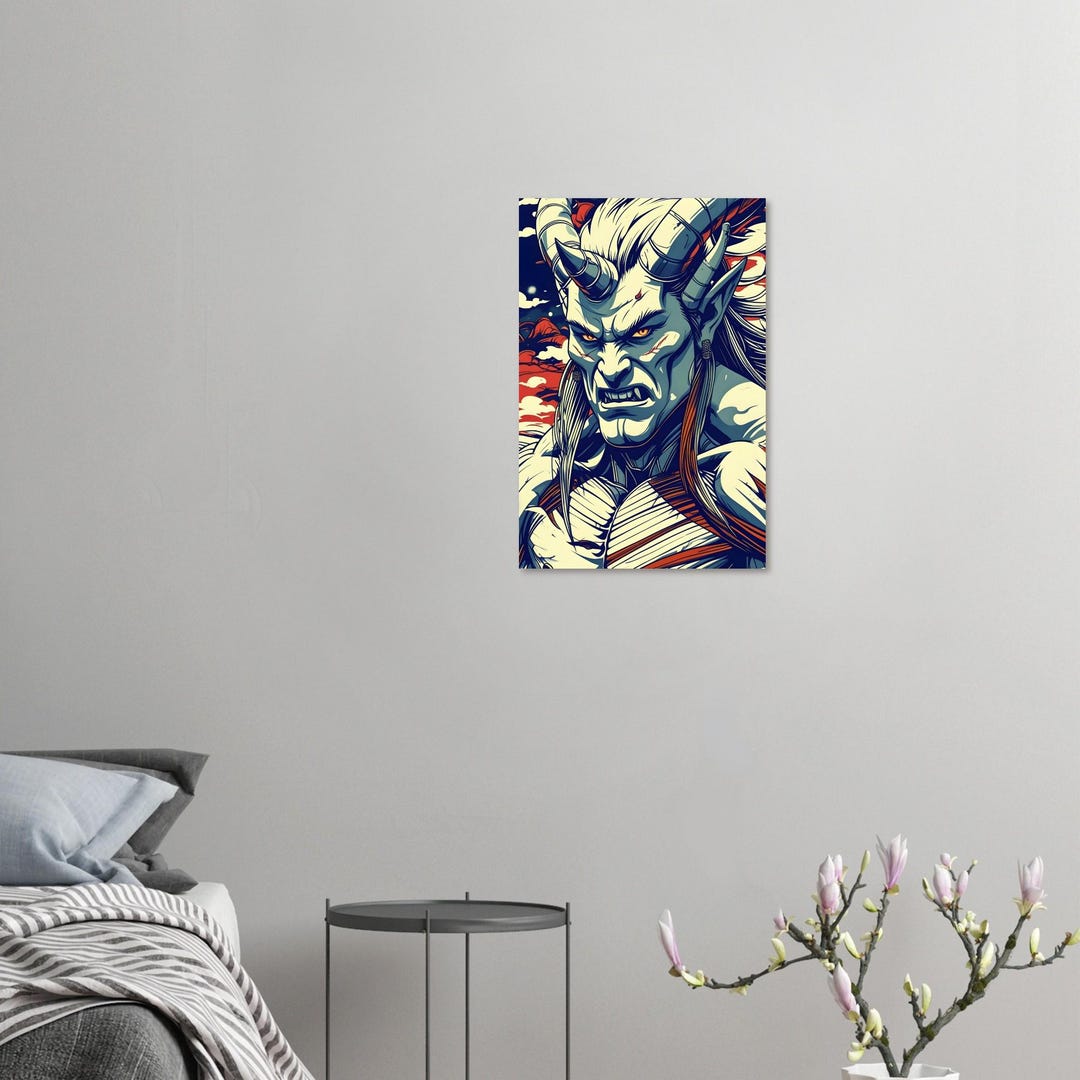 Aggressive Oni Demon Warrior Japanese Yokai Art Print | Male Battle ...