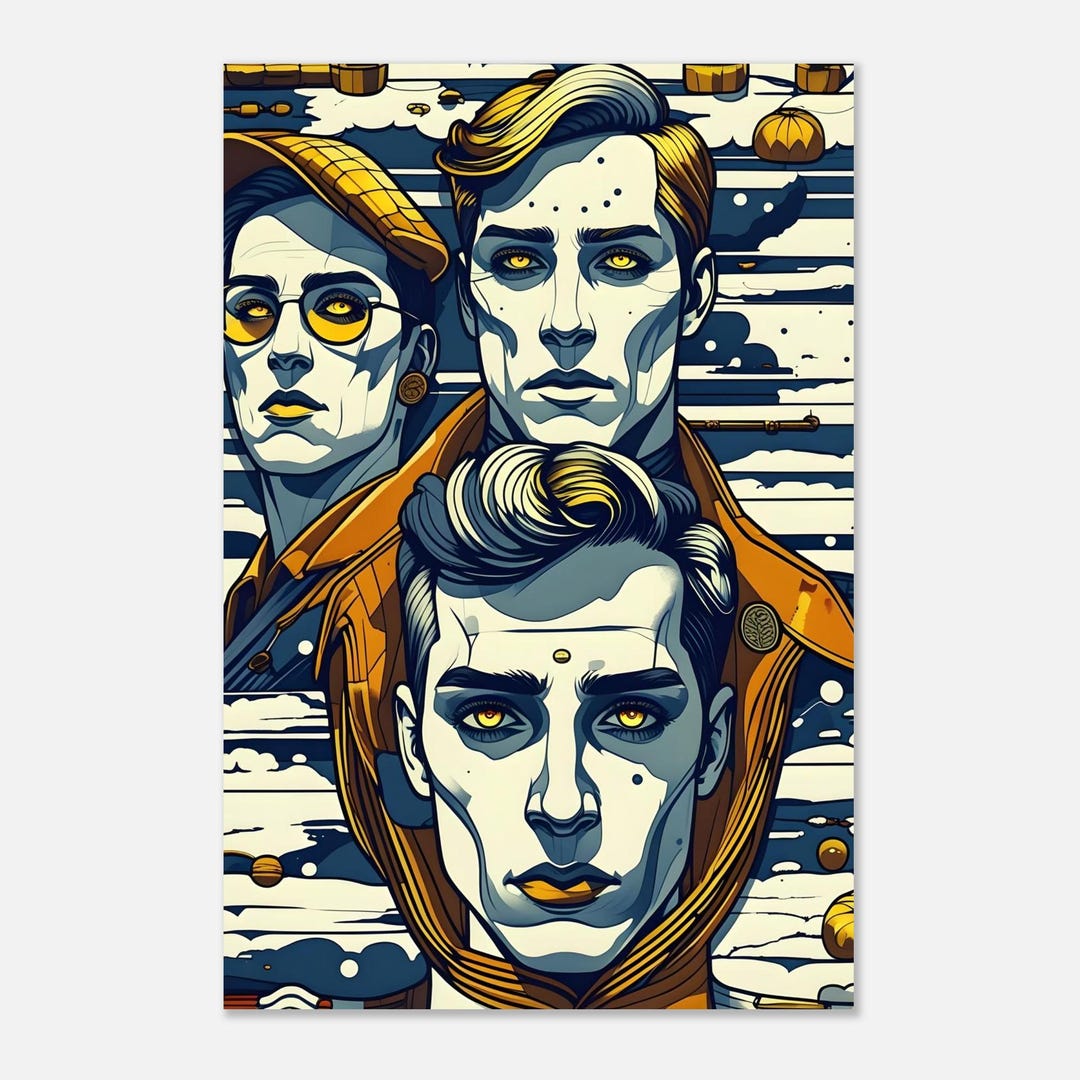 Three Brothers Portrait Art Print | Masculine Graphic Wall Decor - Etsy